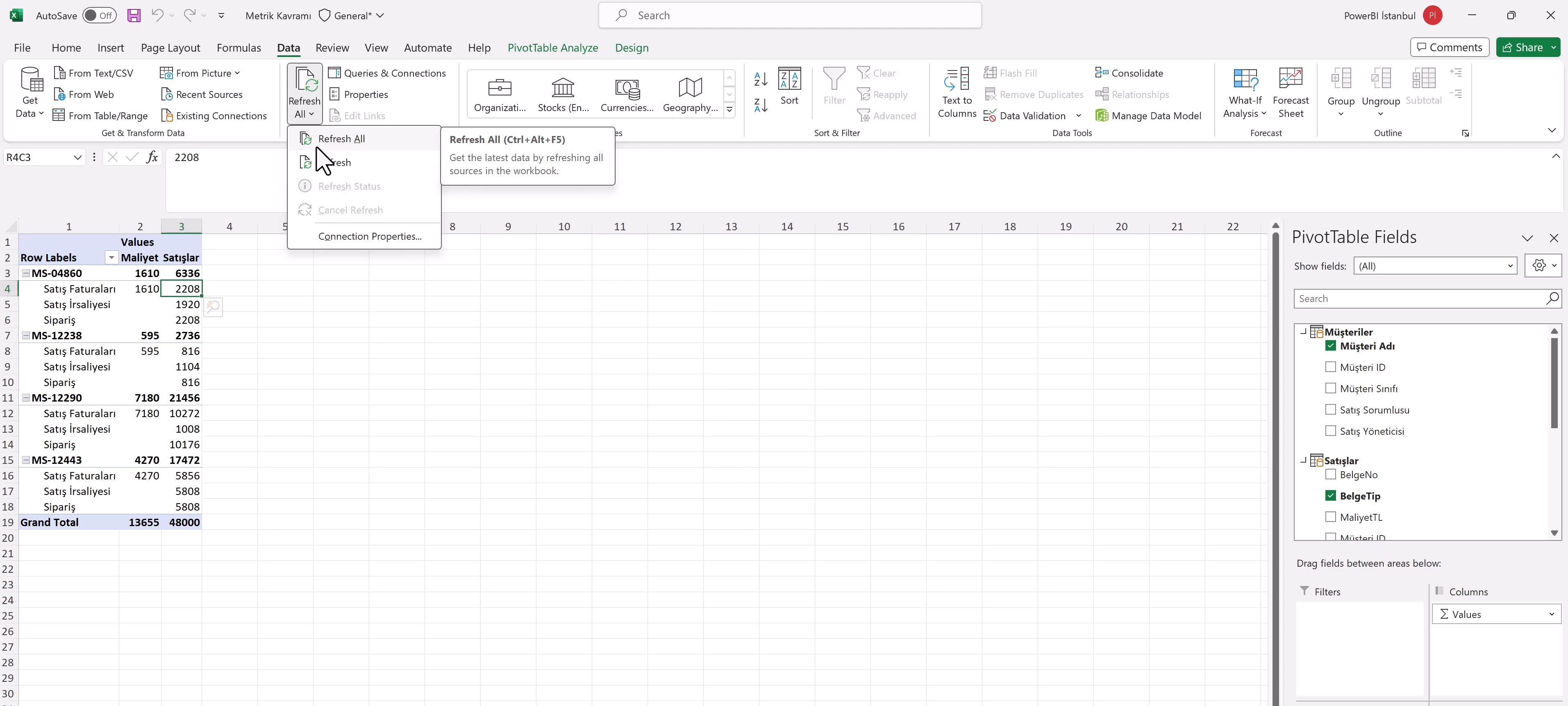 Analyze In Excel PowerBI stanbul